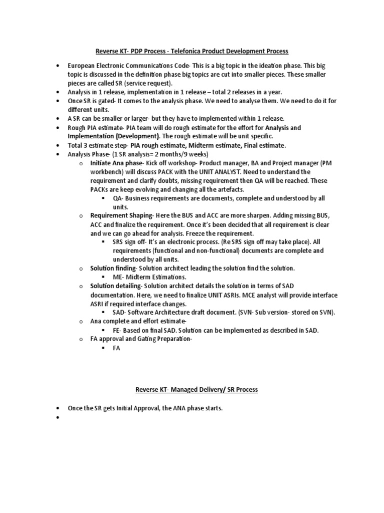 Reverse KT-PDP Process - Telefonica Product Development Process | PDF ...