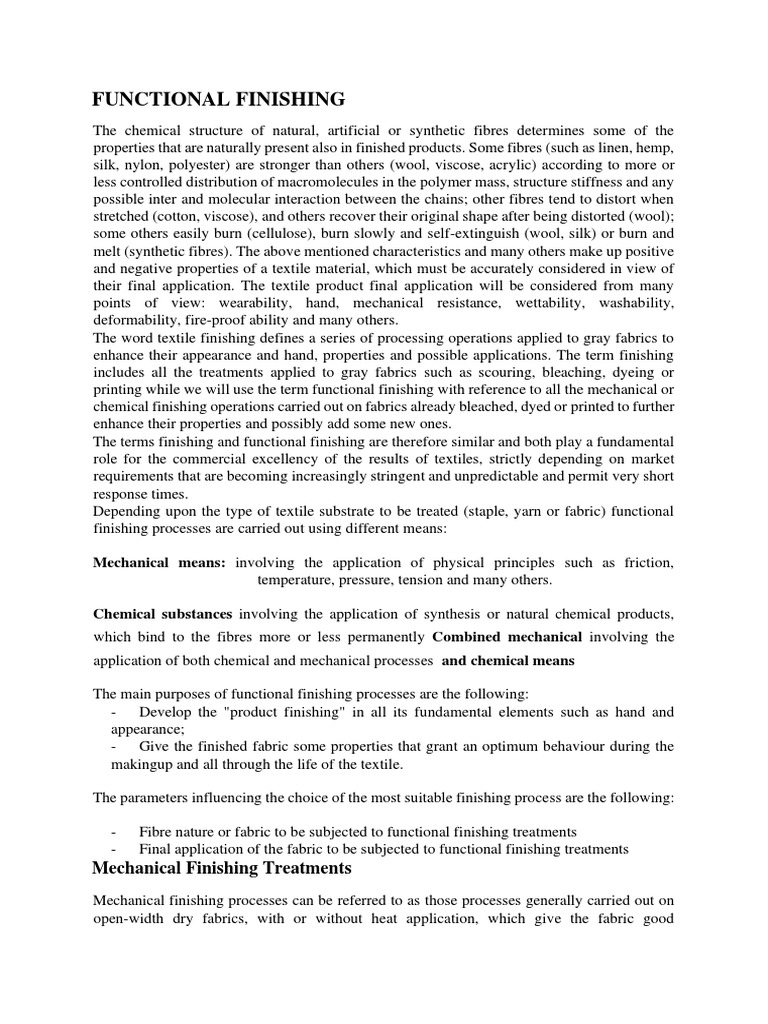 Functional Finishing | PDF | Textiles | Dyeing