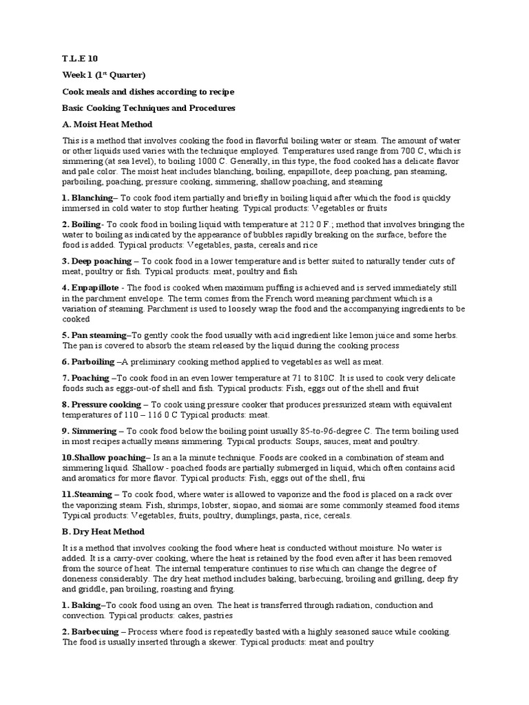 Learning Outcome 2 | PDF | Grilling | Cooking