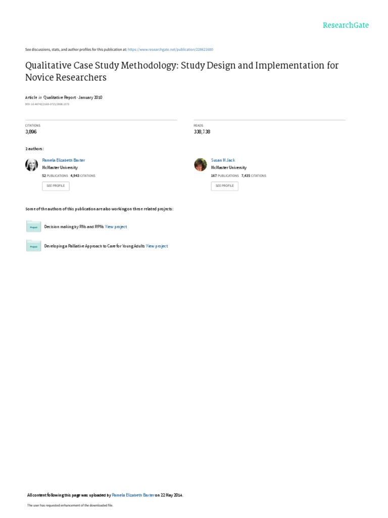 Qualitative Case Study Methodology: Study Design and Implementation For ... Qualitative Case Study Methodology: Study Design and Implementation For ...
