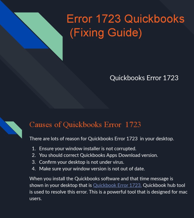 Quickbooks Error 1723 Setup Tools | PDF