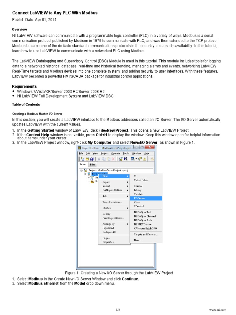 Connect LabVIEW To Any PLC With Modbus | PDF | Programmable Logic ...