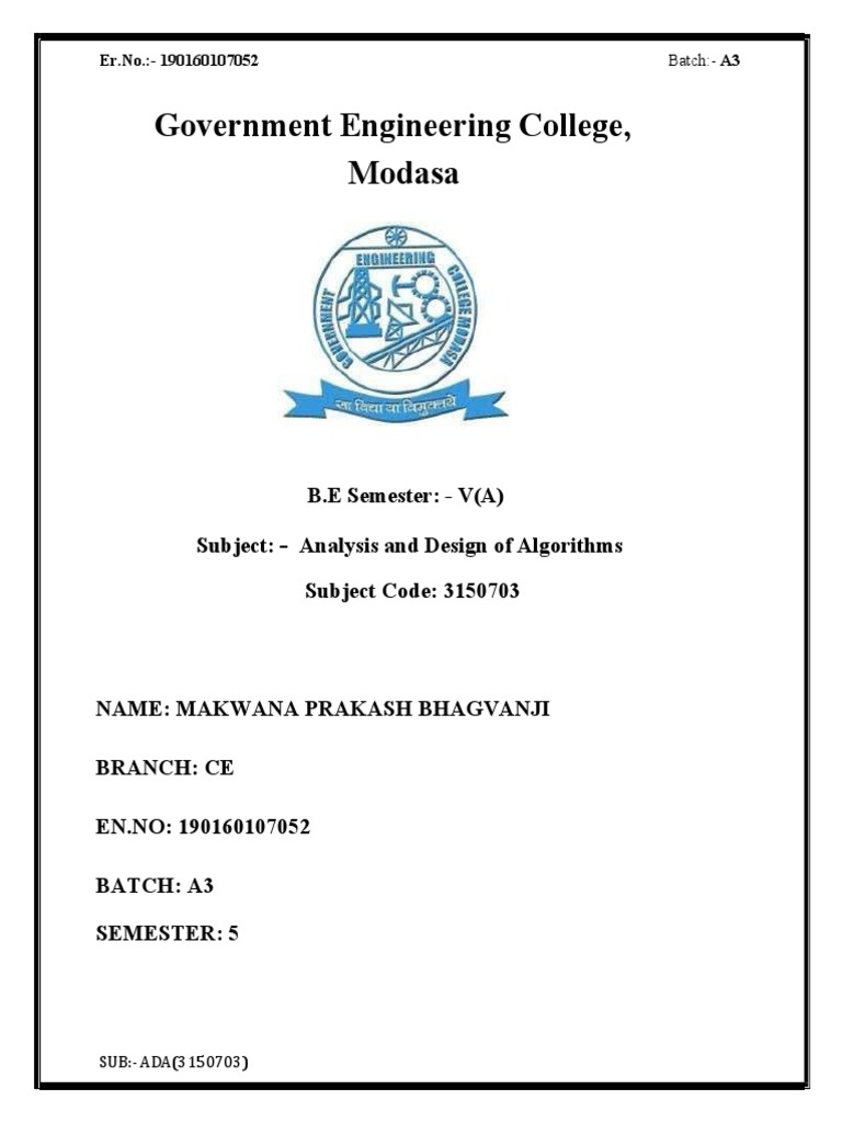 Government Engineering College, Modasa | PDF | Time Complexity | Computing
