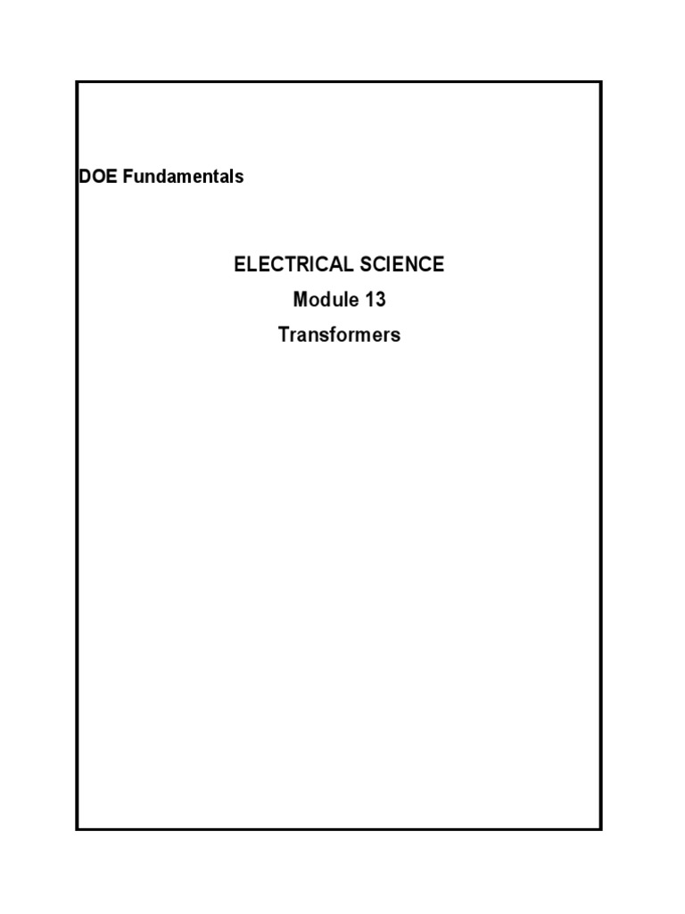 Electrical Science Transformers: DOE Fundamentals | Download Free PDF ...