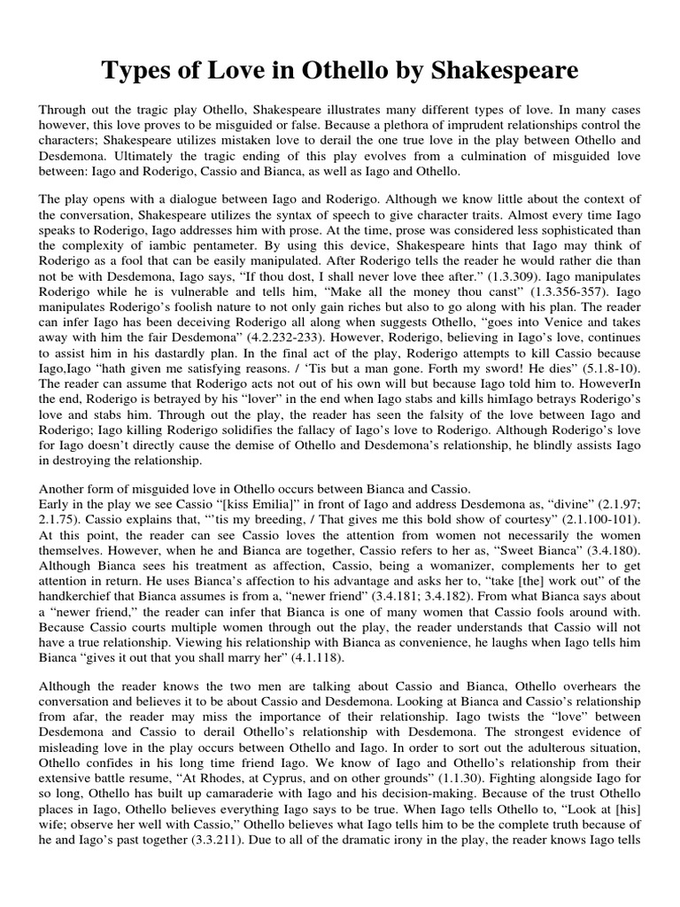 Types of Love in Othello by Shakespeare | PDF | Iago | Othello