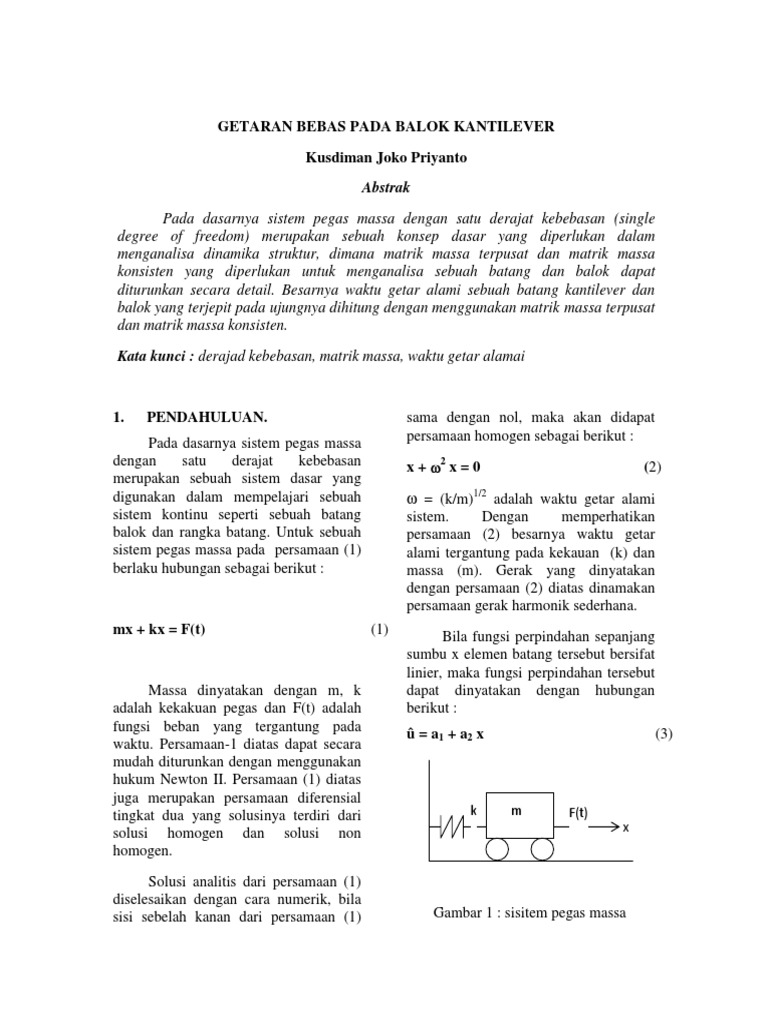ID Getaran Bebas Pada Balok Kantilever | PDF
