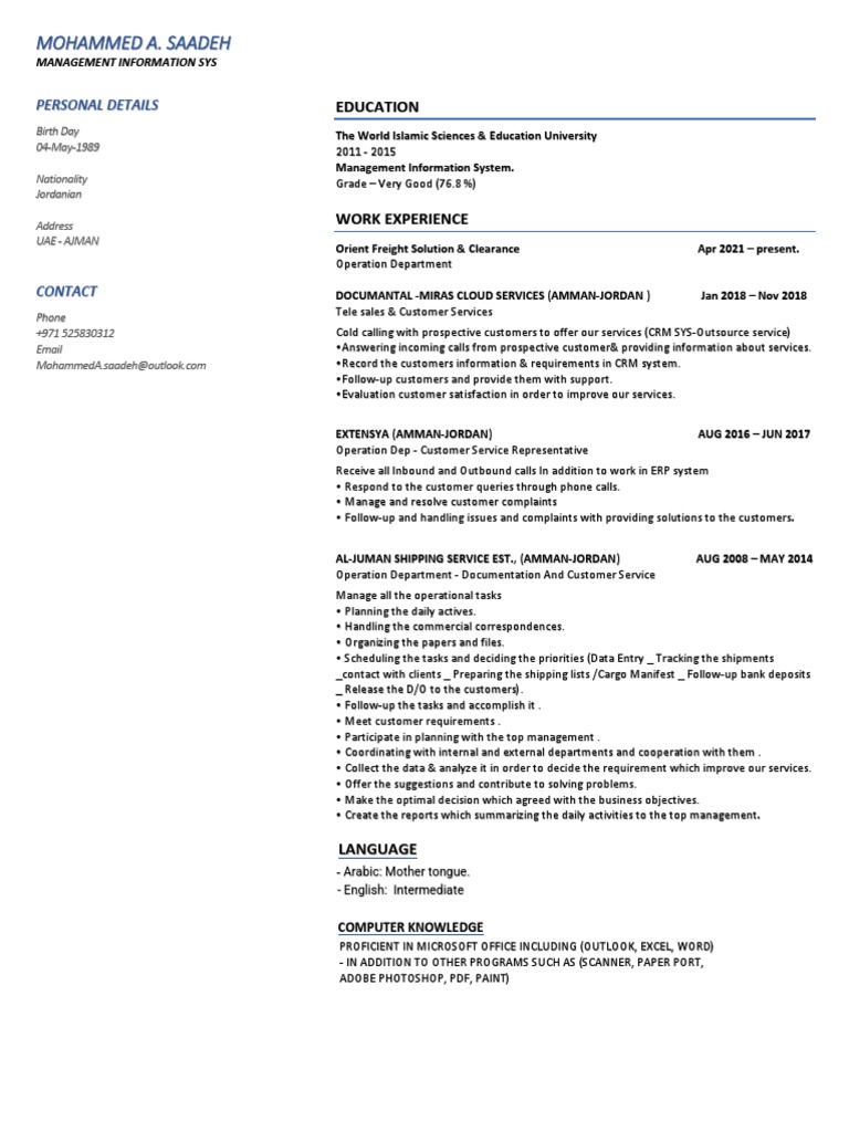 Mohammed cv21 | PDF | Customer Relationship Management | Software
