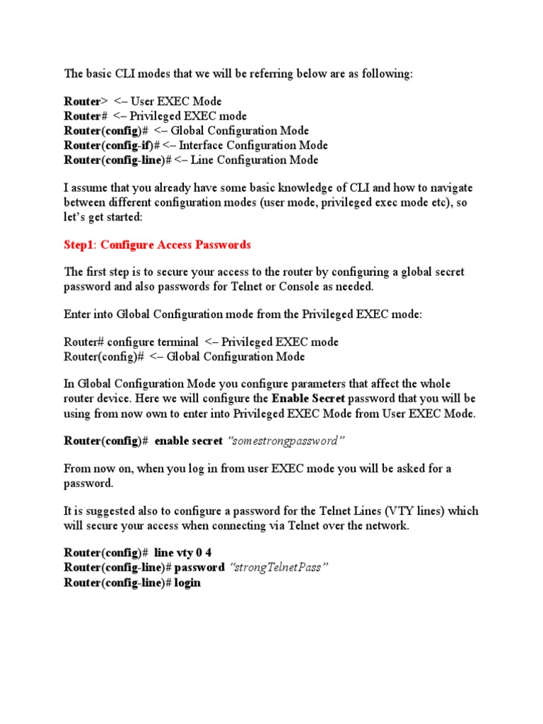 Basic CLI Modes | PDF | Router (Computing) | Ip Address