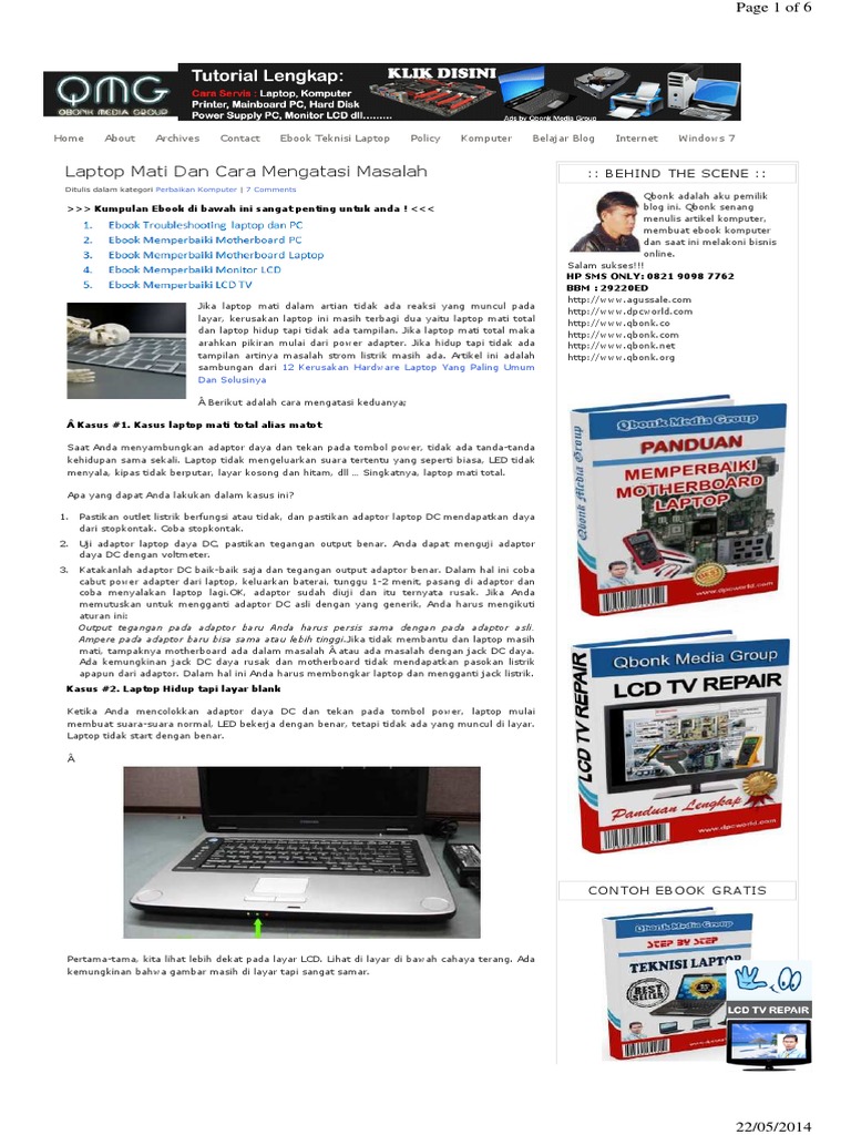 Cara Mengatasi Laptop Mati Total | PDF