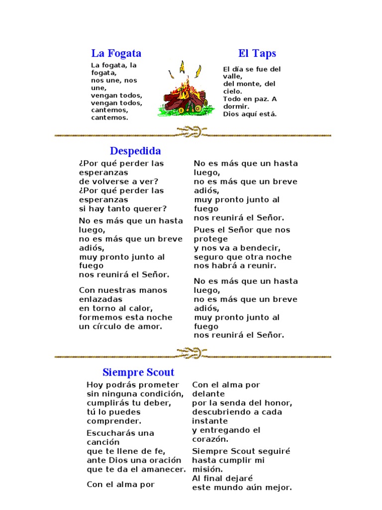 Canciones Scout Para Fogatas Y Campamentos Pdf Exploración Cámping