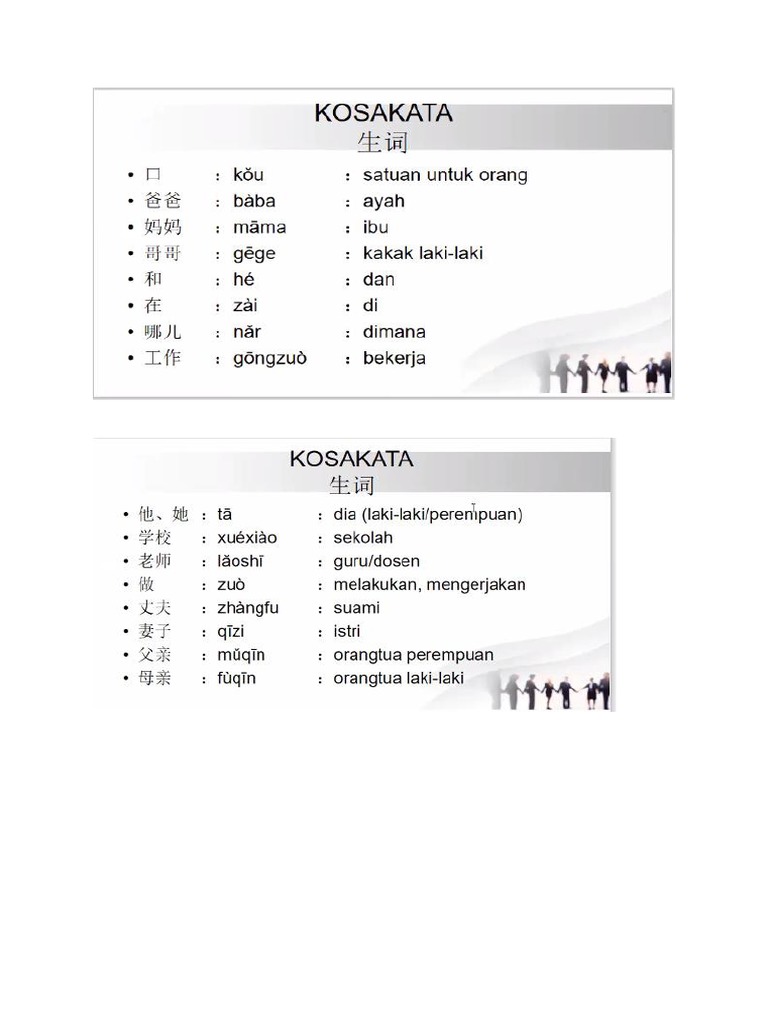 Daftar Hadir Kelas Mandarin 2 | PDF