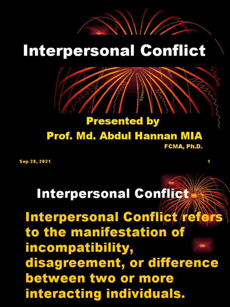 Interpersonal Conflict: Presented by Prof. Md. Abdul Hannan MIA ...