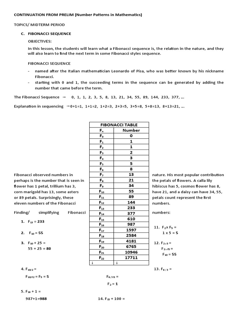 Fibonacci Sequence | PDF | Mathematics