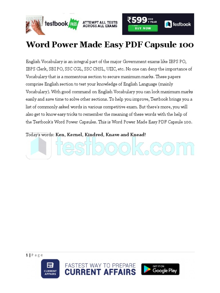 Word Power Made Easy PDF Capsule 100 | PDF | English Language | Word