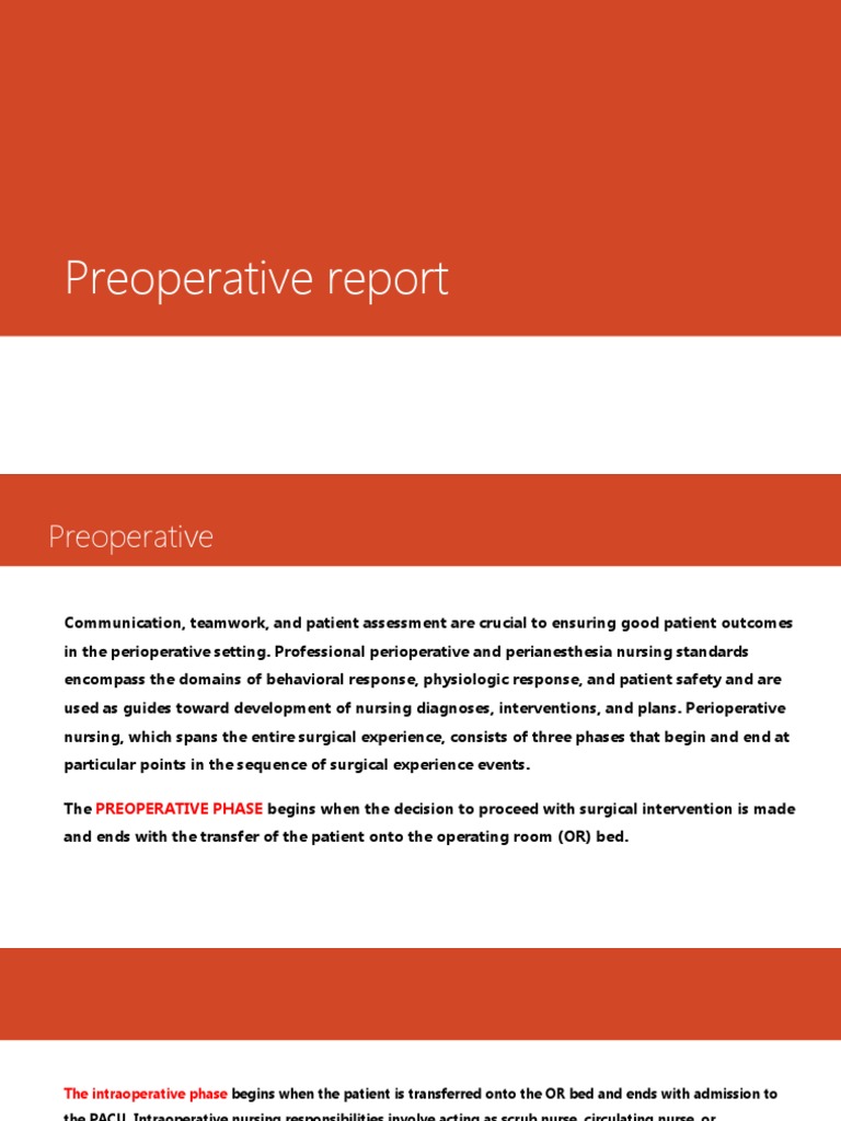 Preoperative Report | PDF | Perioperative | Respiratory System