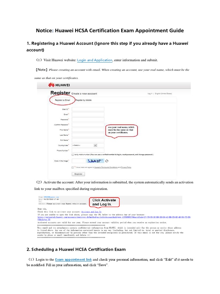Notice Huawei HCSA Certification Exam Appointment Guide | PDF