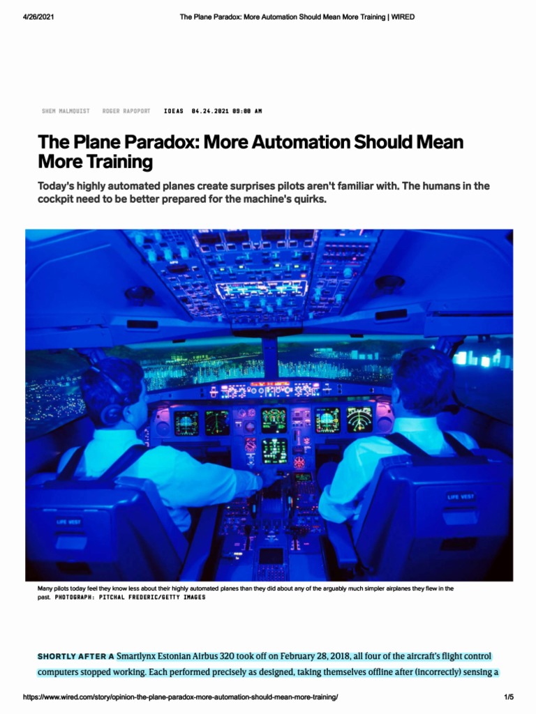 The Plane Paradox - More Automation Means More Training | PDF ...