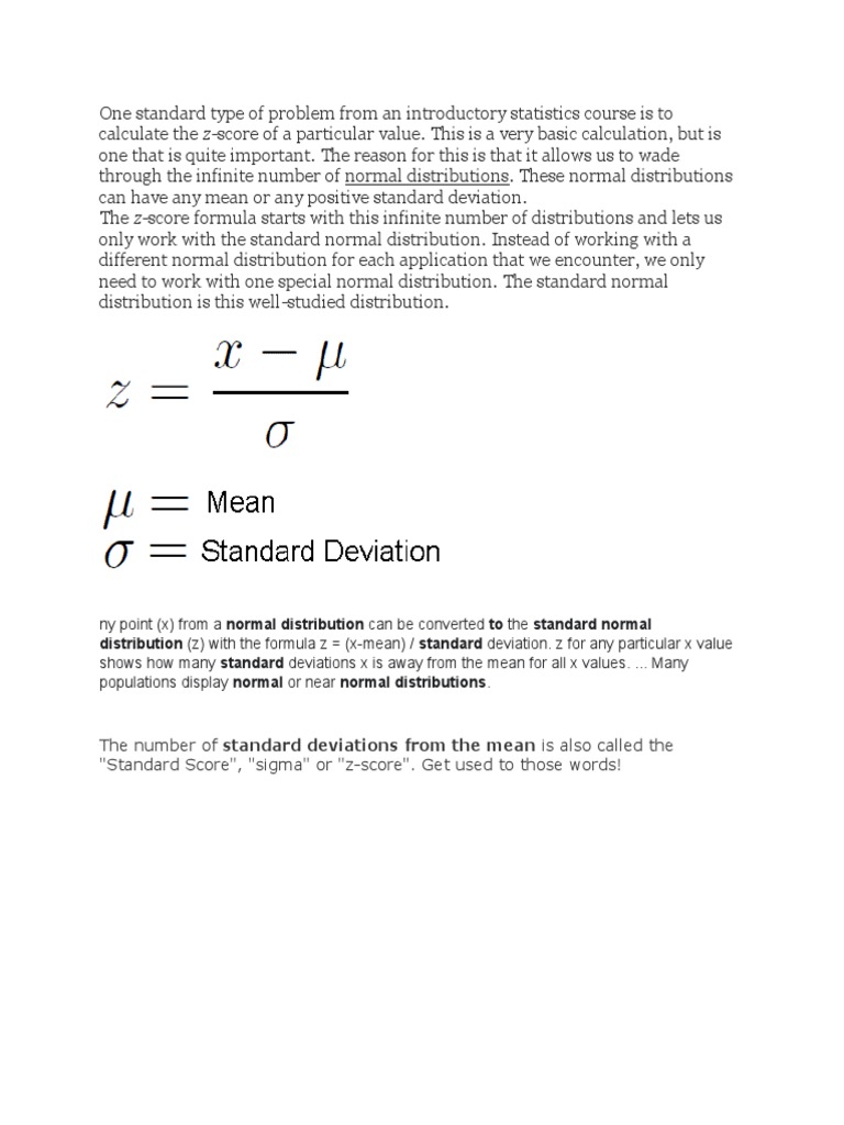 Z Score Meaning and Importance | PDF