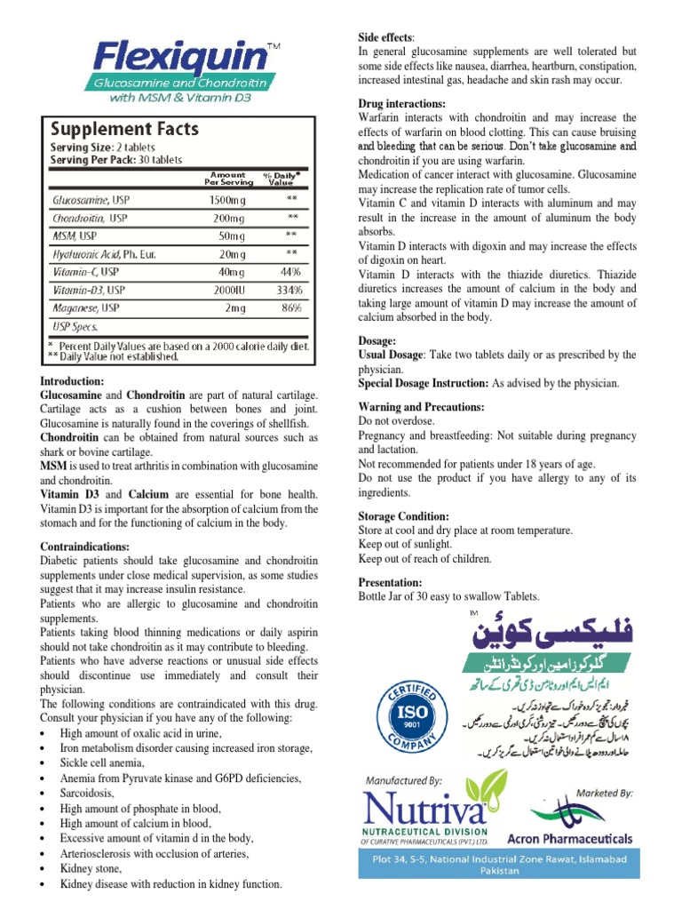 FlexiQuin Leaflet Insert | PDF | Vitamin D | Dose (Biochemistry)
