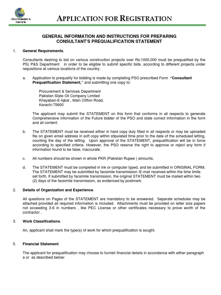 Consultant Prequalification Application Guide | PDF | Current Liability ...