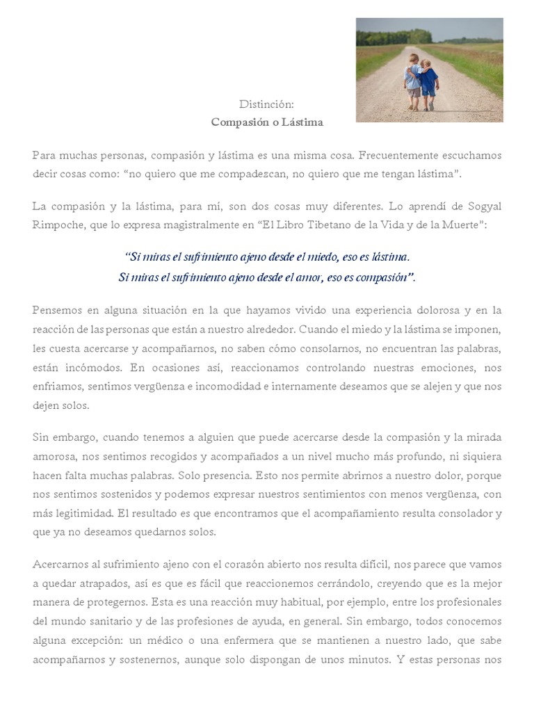 Distinción Compasión o Lástima | PDF | Compasión | Amor