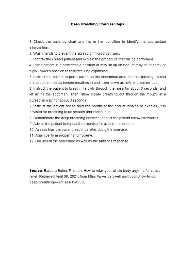 Deep Breathing Exercise Steps | PDF