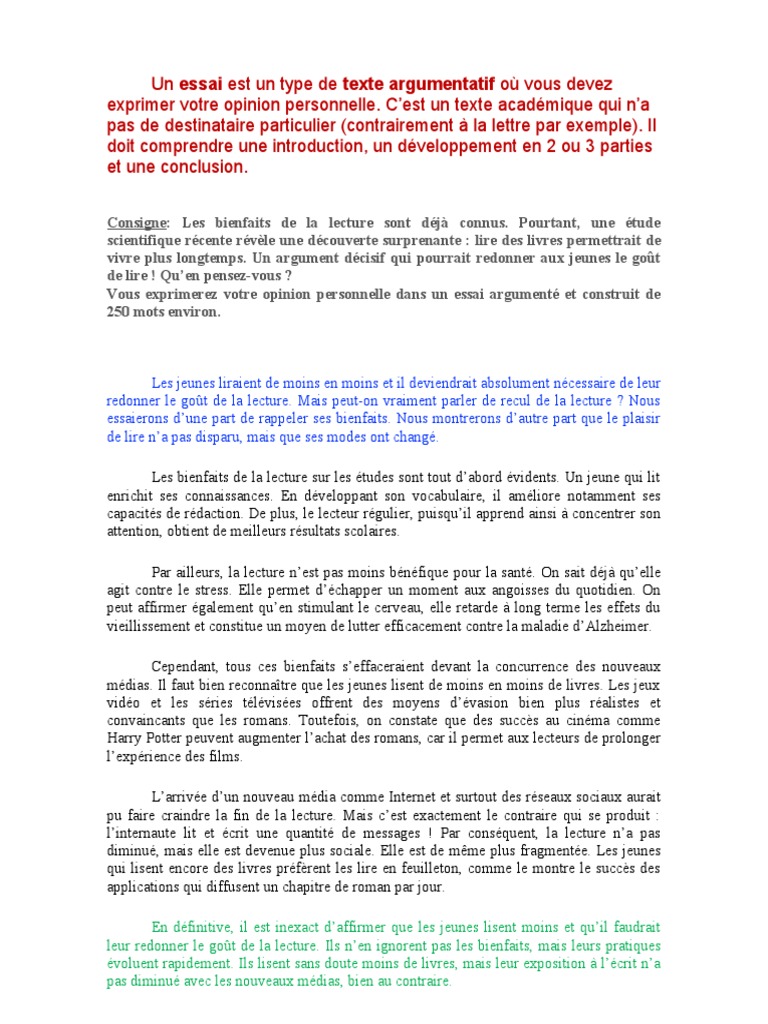 Modèle-Essai Argumentatif | PDF | Sciences sociales | Développement personnel