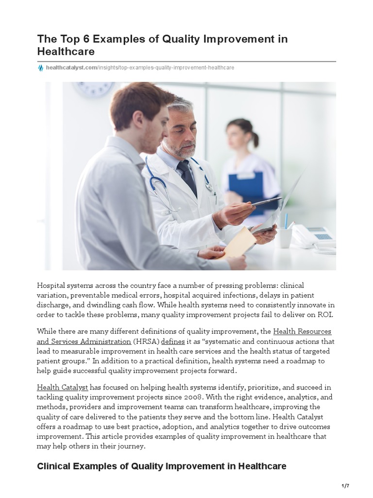The Top 6 Examples of Quality Improvement in Healthcare | PDF | Health ...