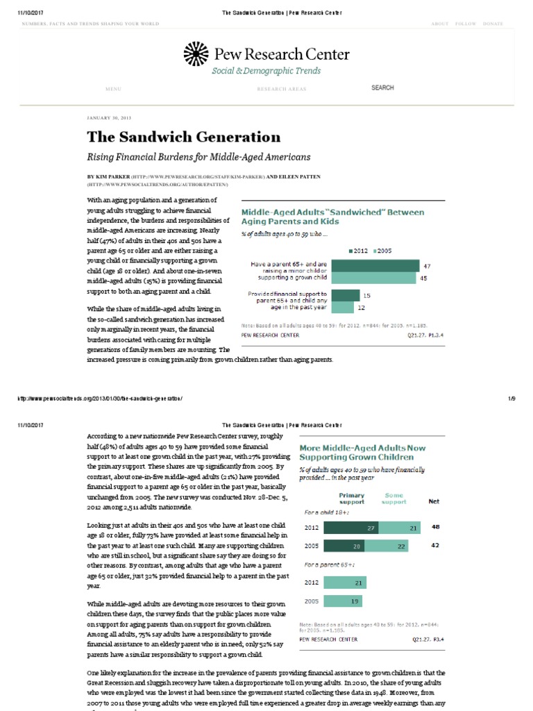 The Sandwich Generation - Pew Research Center | PDF | Relationships ...