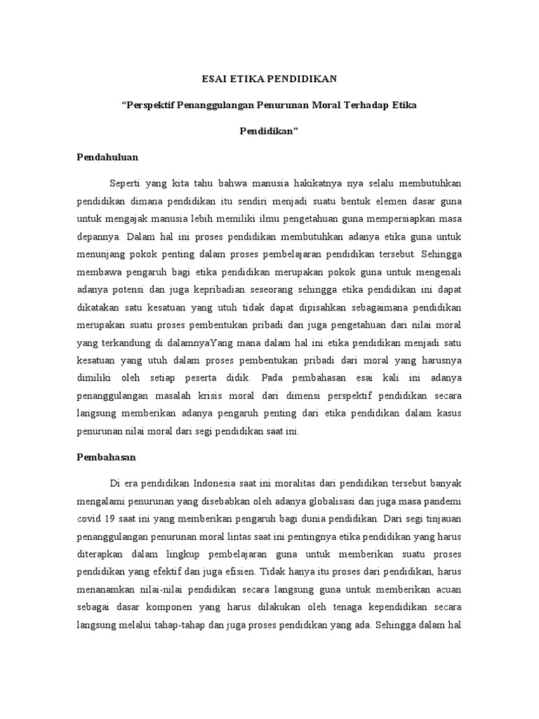 Etika Pendidikan | PDF | Karier & Perkembangan | Ilmu Sosial
