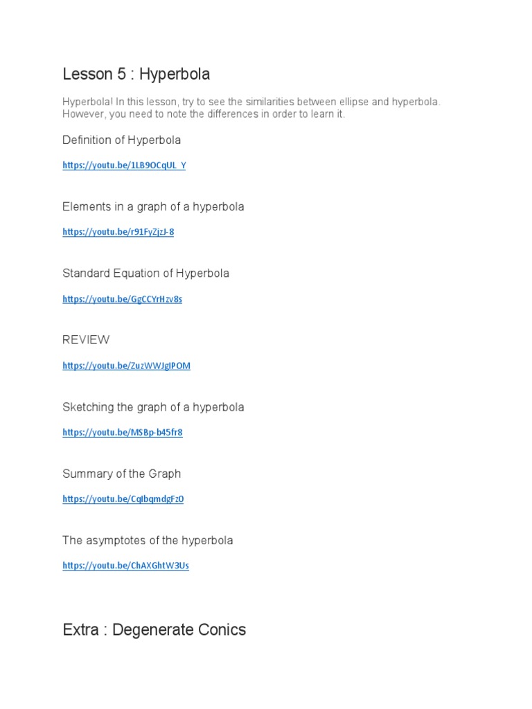 Lesson 5 Hyperbola | PDF