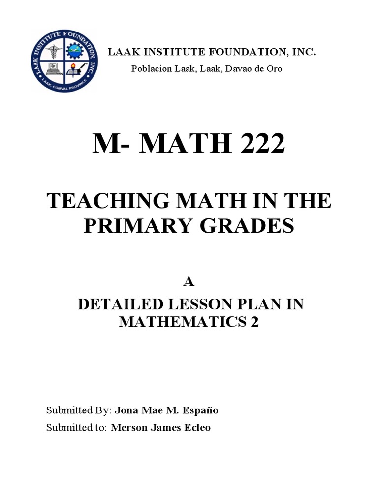 Detailed Lesson Plan in MATHEMATICS-2 | PDF | Division (Mathematics ...