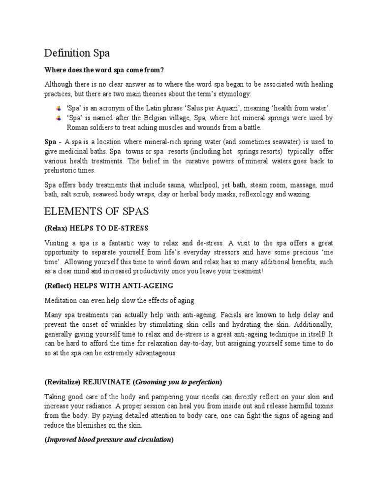 Definition Spa | PDF | Spa | Physician