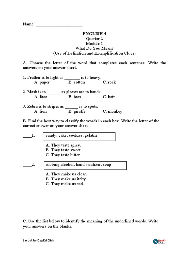 Q2 Activity Sheets - Grade 4 | PDF