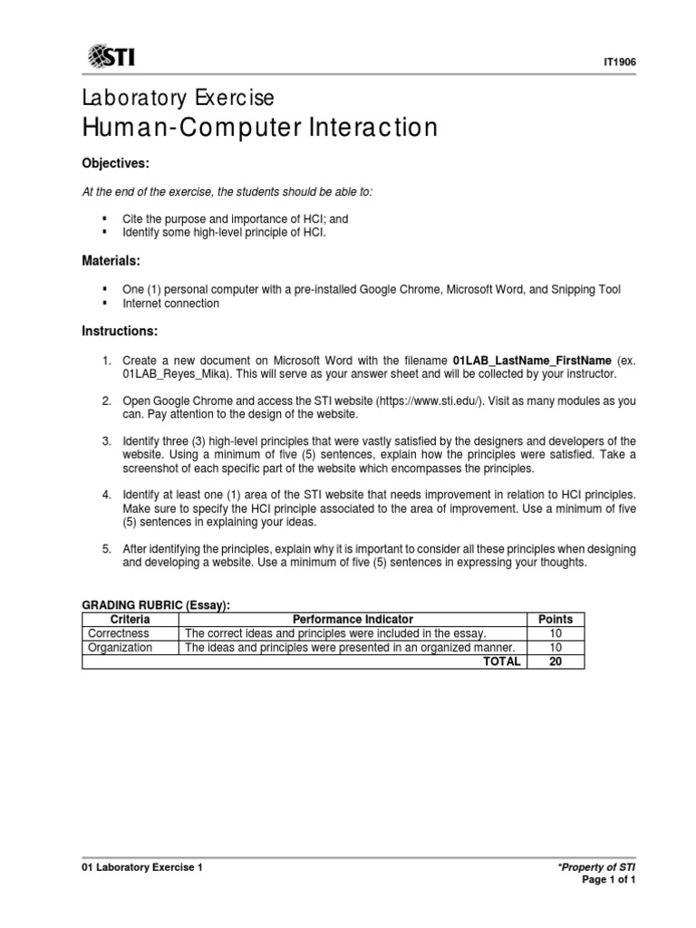 01 Laboratory Exercise 1 | PDF