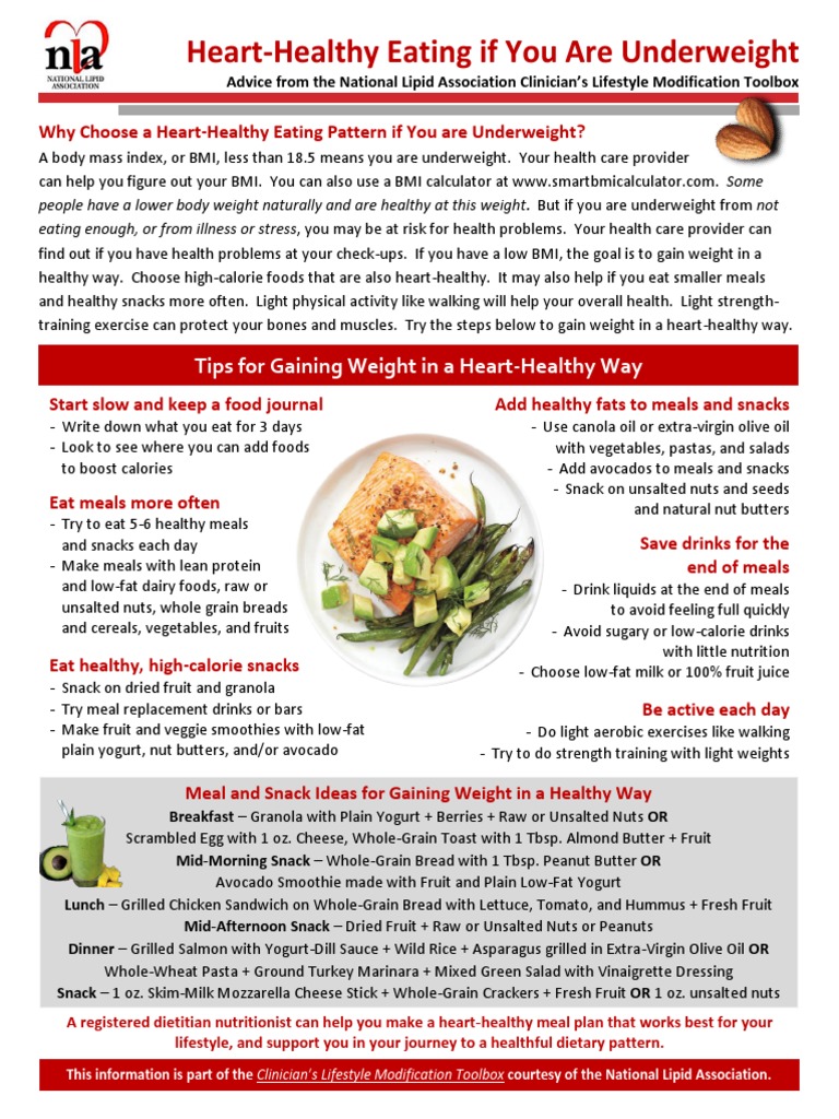 Heart-Healthy Eating If You Are Underweight Final | PDF | Body Mass ...