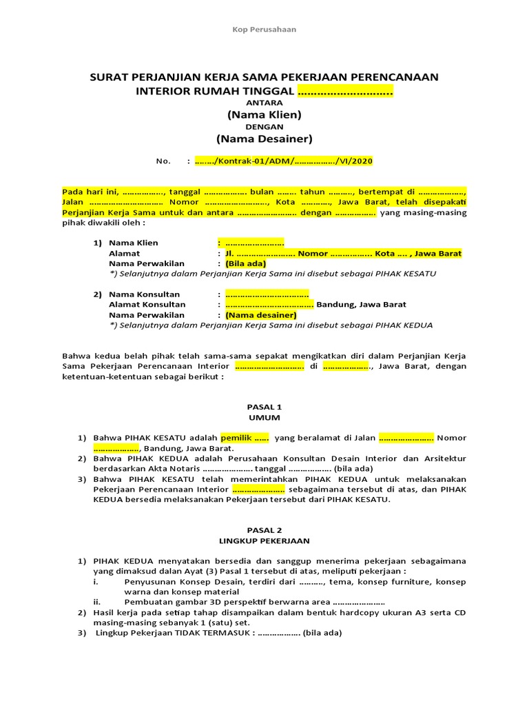 02 - Draft Kontrak Kerja | PDF
