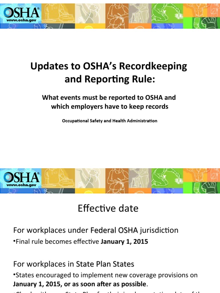 Updates To OSHA's Recordkeeping and Reporting Rule | PDF | Occupational ...