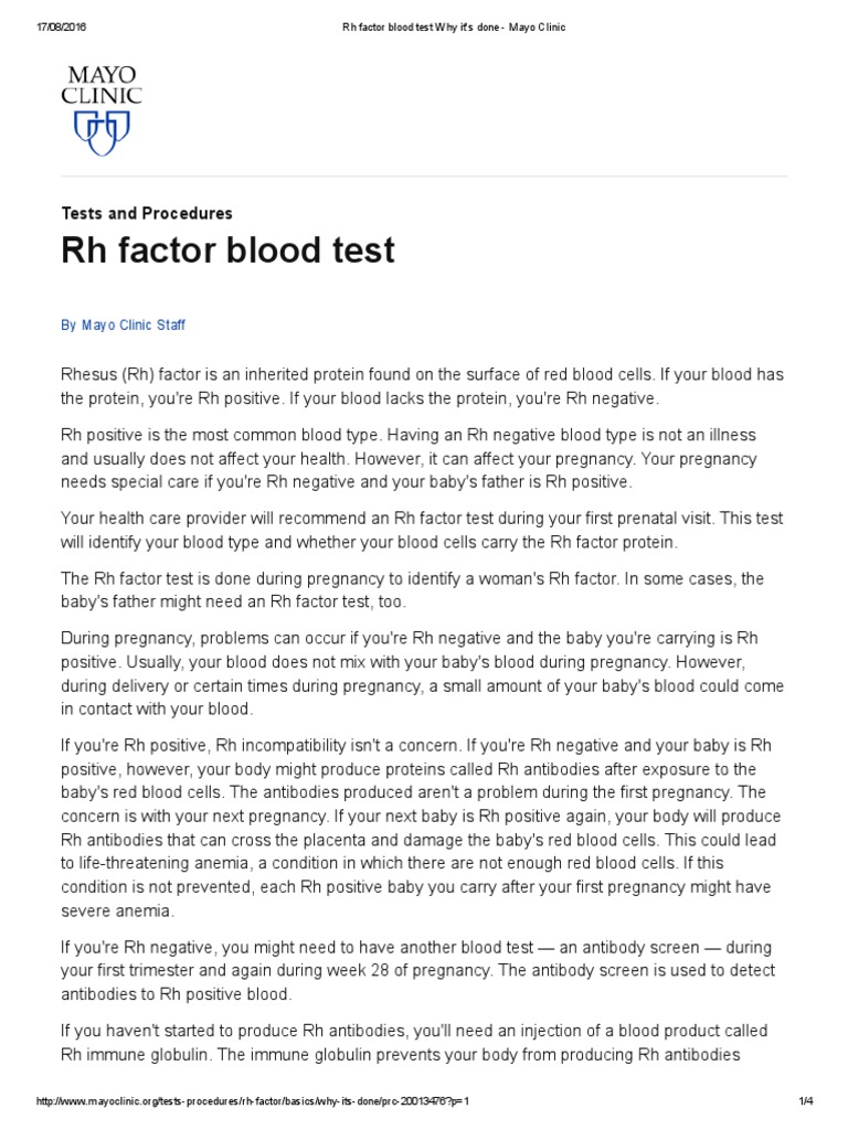 Reason of RH Factor Blood Test | PDF | Blood Type | Pregnancy