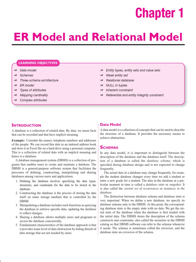 ER Model and Relational Model: Learning Objectives | PDF | Relational ...