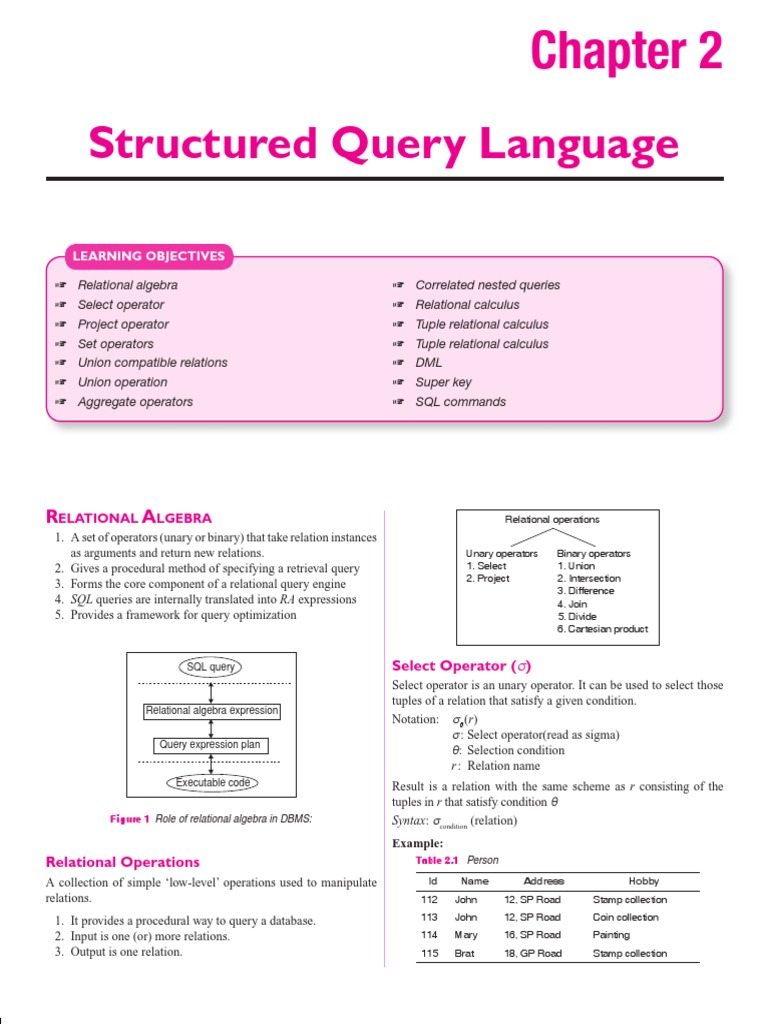 2 Structured Query Language | Download Free PDF | Relational Model | Relational Database