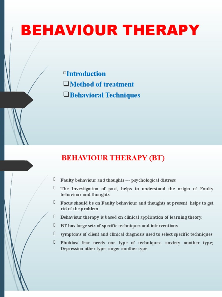 Ch-5 Therapeutic Approaches - PPT 3 | PDF | Behaviour Therapy | Therapy