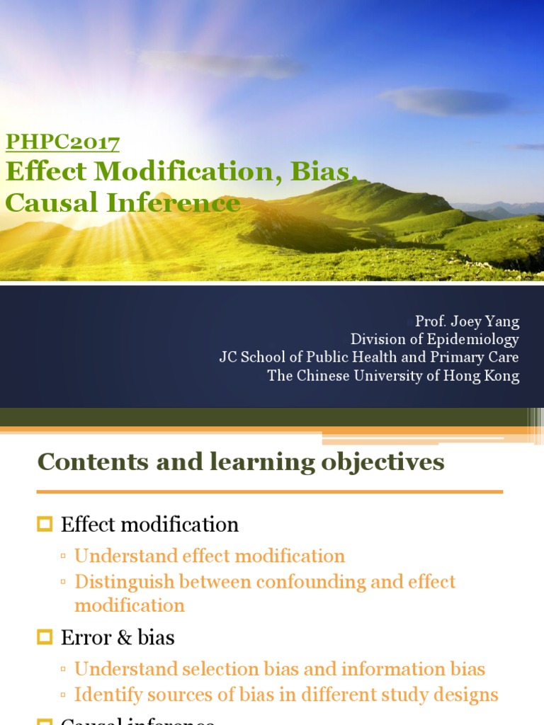 L11 PHPC2017 EM, Bias, Causal Inference 2020 | PDF | Confounding ...