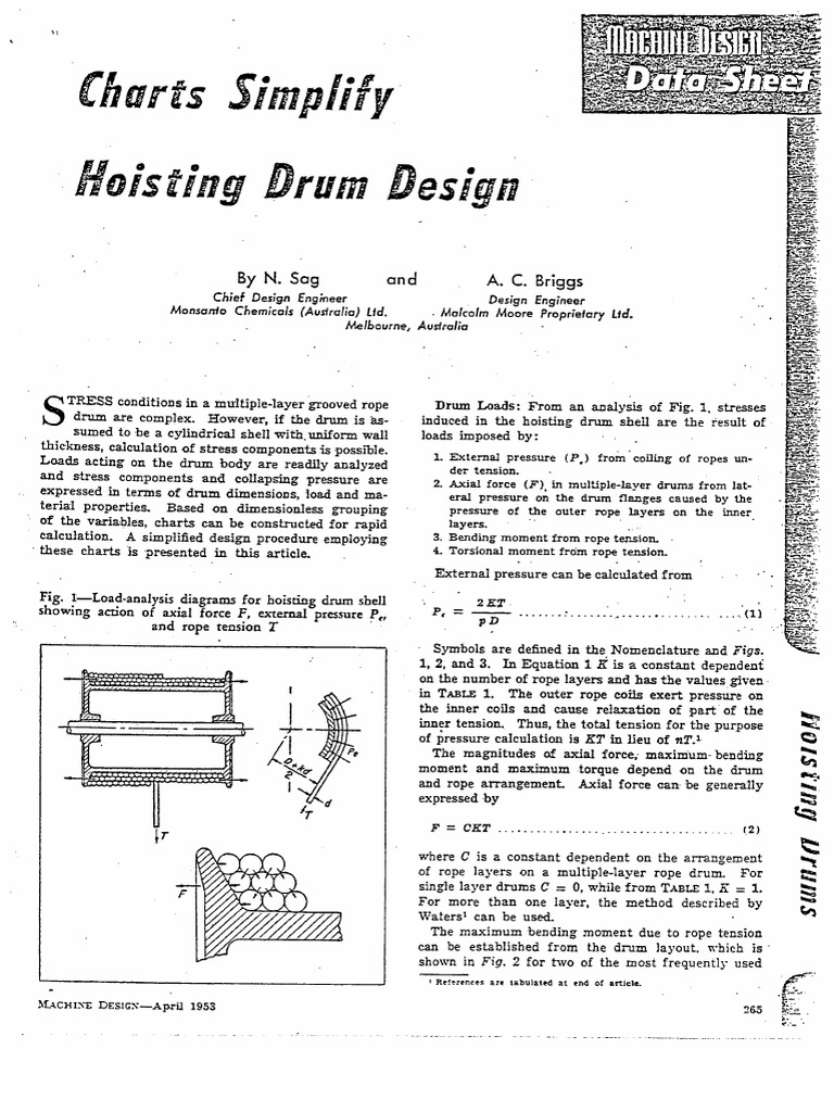 Sag Briggs-Charts Simplify Hoisting Drum Design | PDF
