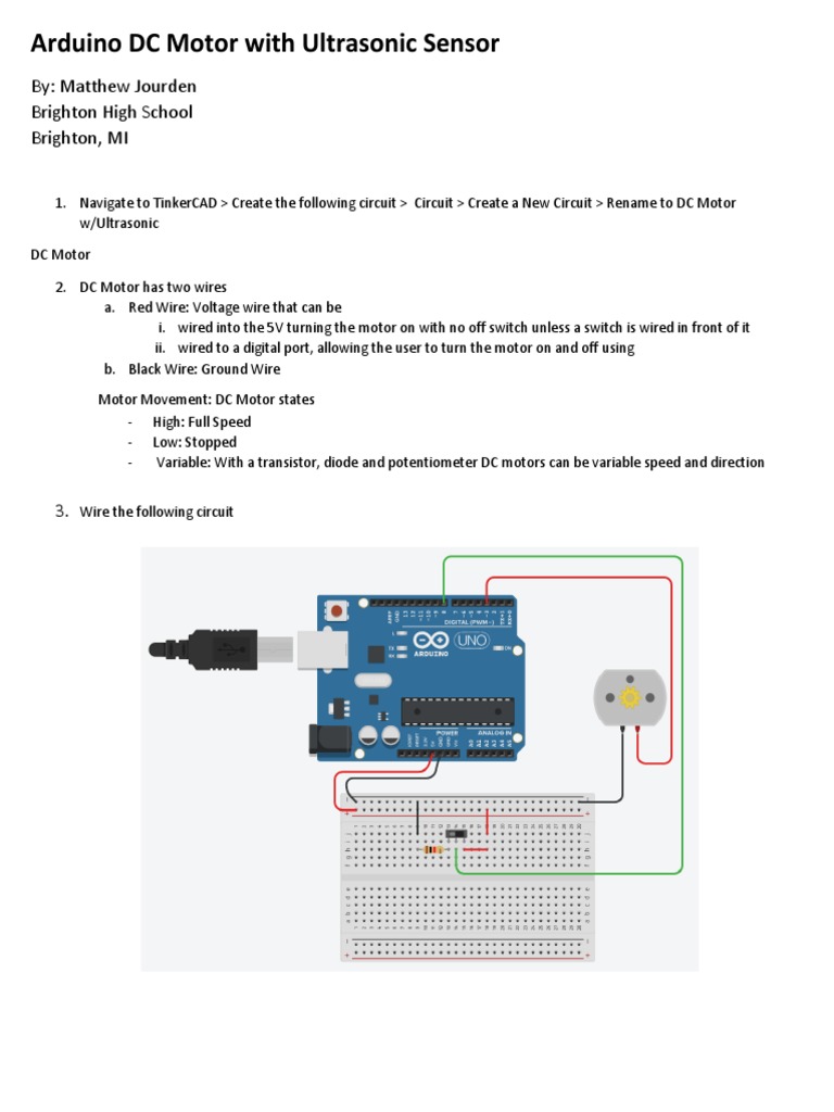 07 TinkerCAD Electrical DC Motor With Ultrasonic Sensor | PDF ...