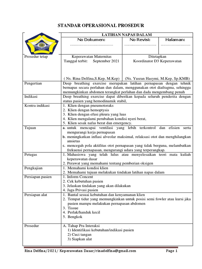Sop Latihan Napas Dalam | PDF