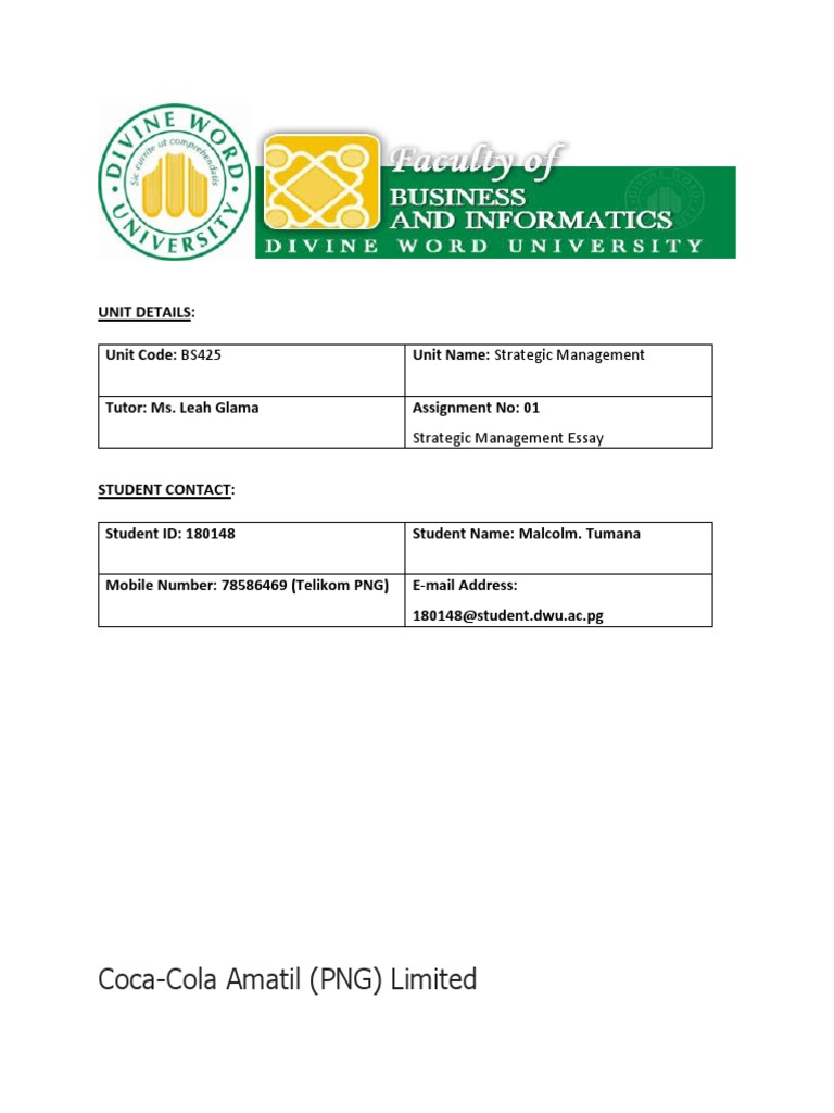 Coca-Cola (PNG) Amitil LTD | PDF | The Coca Cola Company | Brand