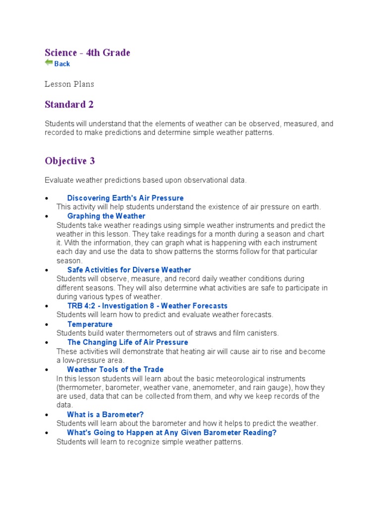 Science Weather Lesson Plan | PDF