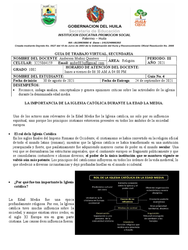 Clase de Religion Grado Decimo Relgion en La Edad Media | PDF | Clero ...