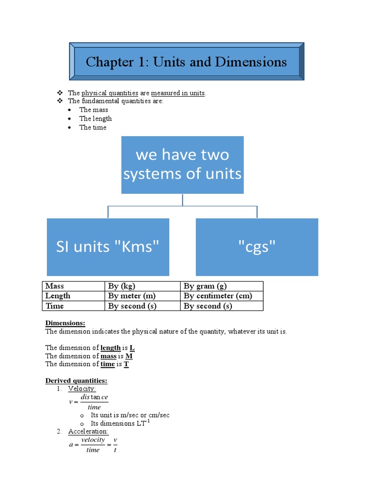 Chapter 1 Dimension Analysis Pdf Density Volume